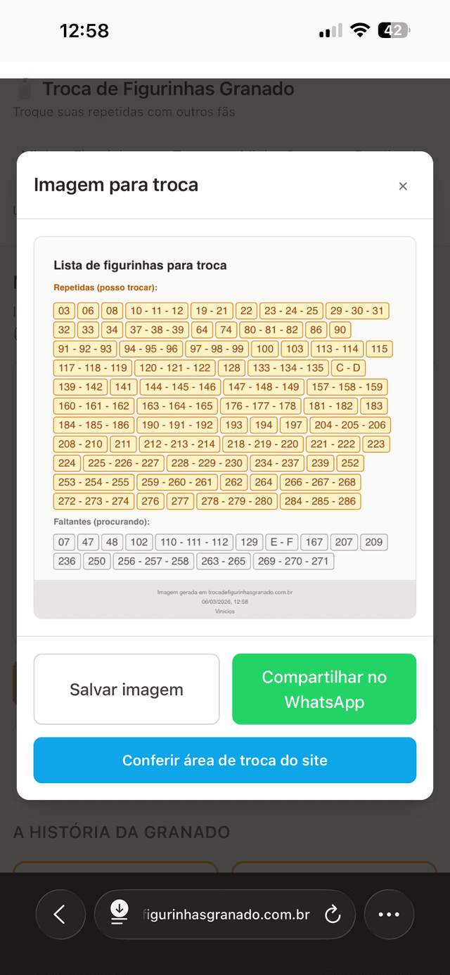 Troca de Figurinhas Granado – Troque repetidas do álbum
